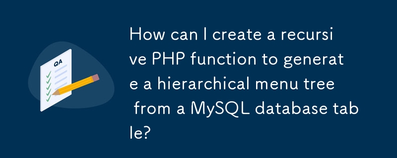 How Can I Create A Recursive PHP Function To Generate A Hierarchical