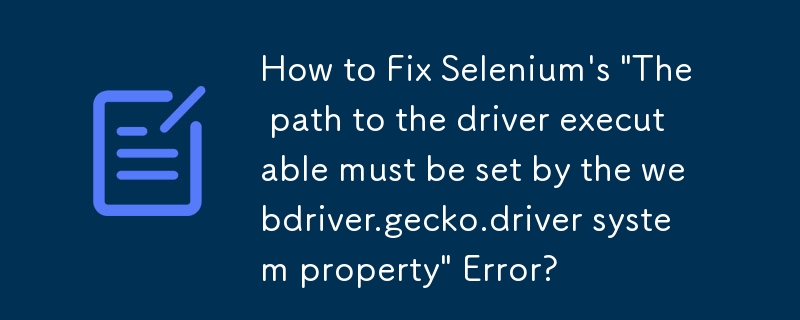 How To Fix Selenium S The Path To The Driver Executable Must Be Set By