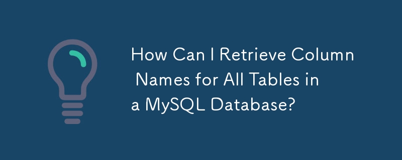 How Can I Retrieve Column Names For All Tables In A Mysql Database Mysql Tutorial Phpcn