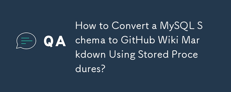 How to Convert a MySQL Schema to GitHub Wiki Markdown Using Stored Procedures?-Mysql Tutorial-php.cn