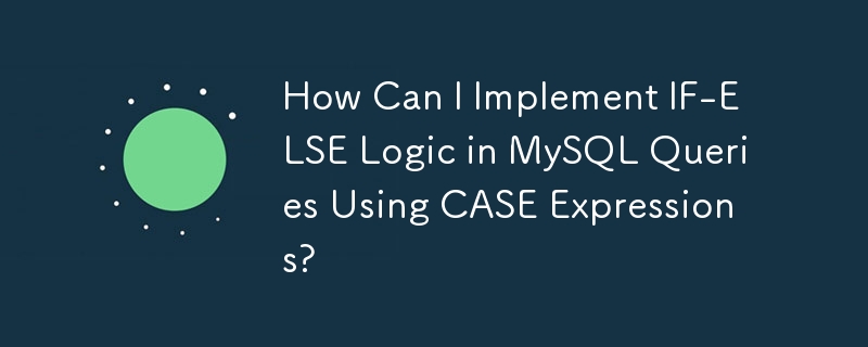 How Can I Implement If Else Logic In Mysql Queries Using Case