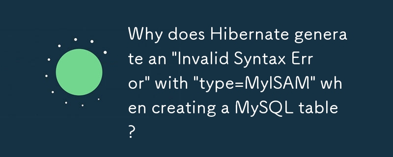 為什麼 Hibernate 在建立 MySQL 表時會產生「type=MyISAM」的「無效語法錯誤」？-mysql教程-PHP中文網