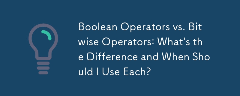 Boolean Operators vs. Bitwise Operators: What's the Difference and When Should I Use Each ...