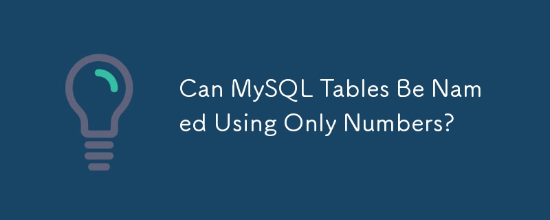 Can MySQL Tables Be Named Using Only Numbers?-Mysql Tutorial-php.cn