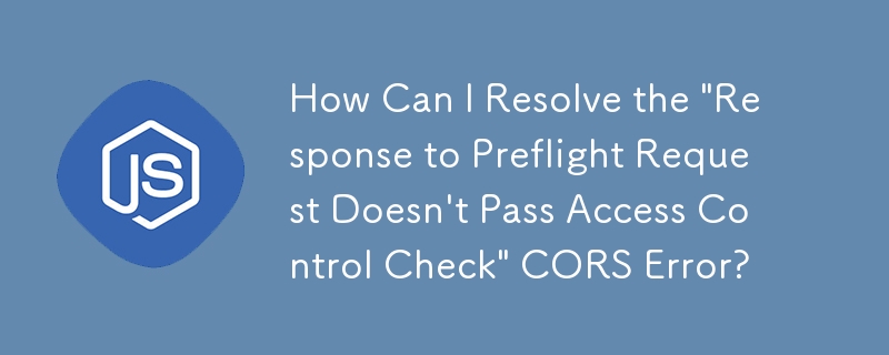 How Can I Resolve the 'Response to Preflight Request Doesn't Pass Access Control Check' CORS ...