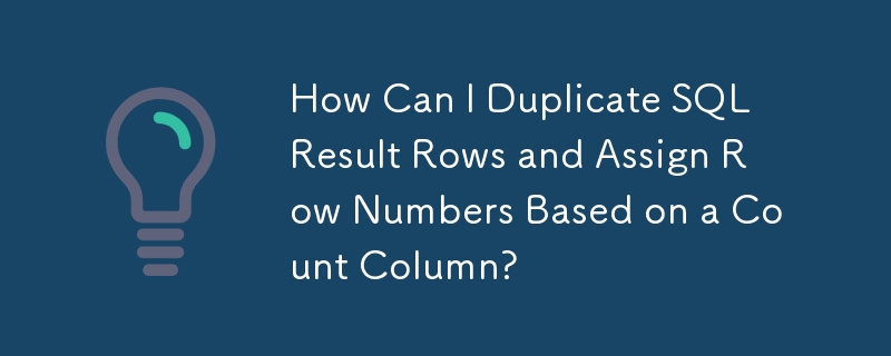 How Can I Duplicate Sql Result Rows And Assign Row Numbers Based On A
