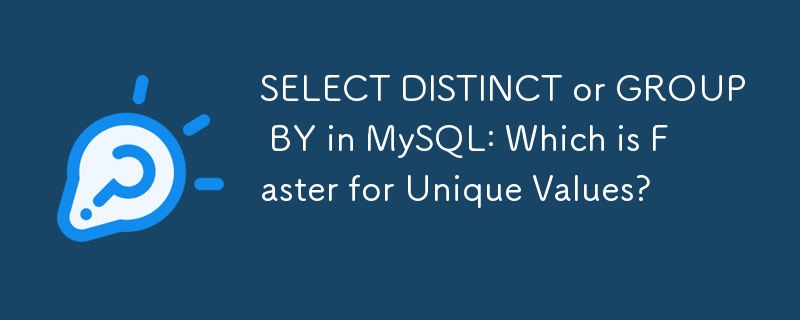 Mysql 中的 Select Distinct 或 Group By：對於唯一值，哪個比較快？ Mysql教程 Php中文網