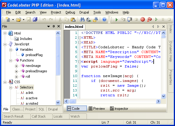 Free Php Html Css Js Editor Codelobster Js Tutorial Phpcn