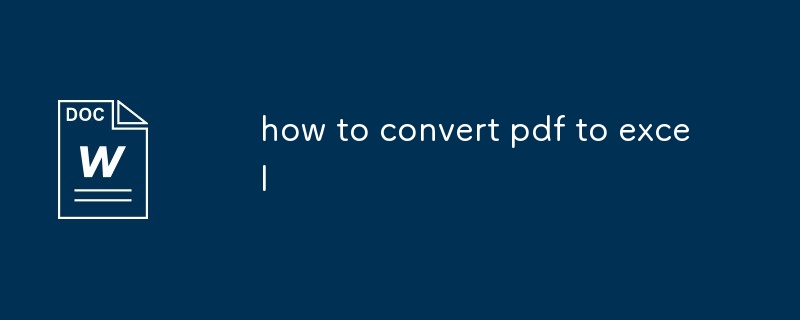how to convert pdf to excel-Office Software-php.cn