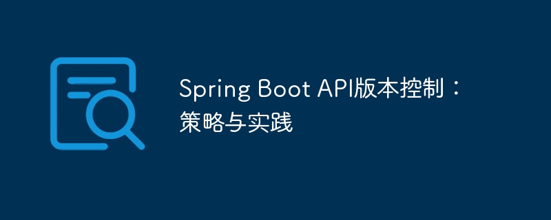 Spring Boot API Version Control: Policies and Practices-javaTutorial-php.cn