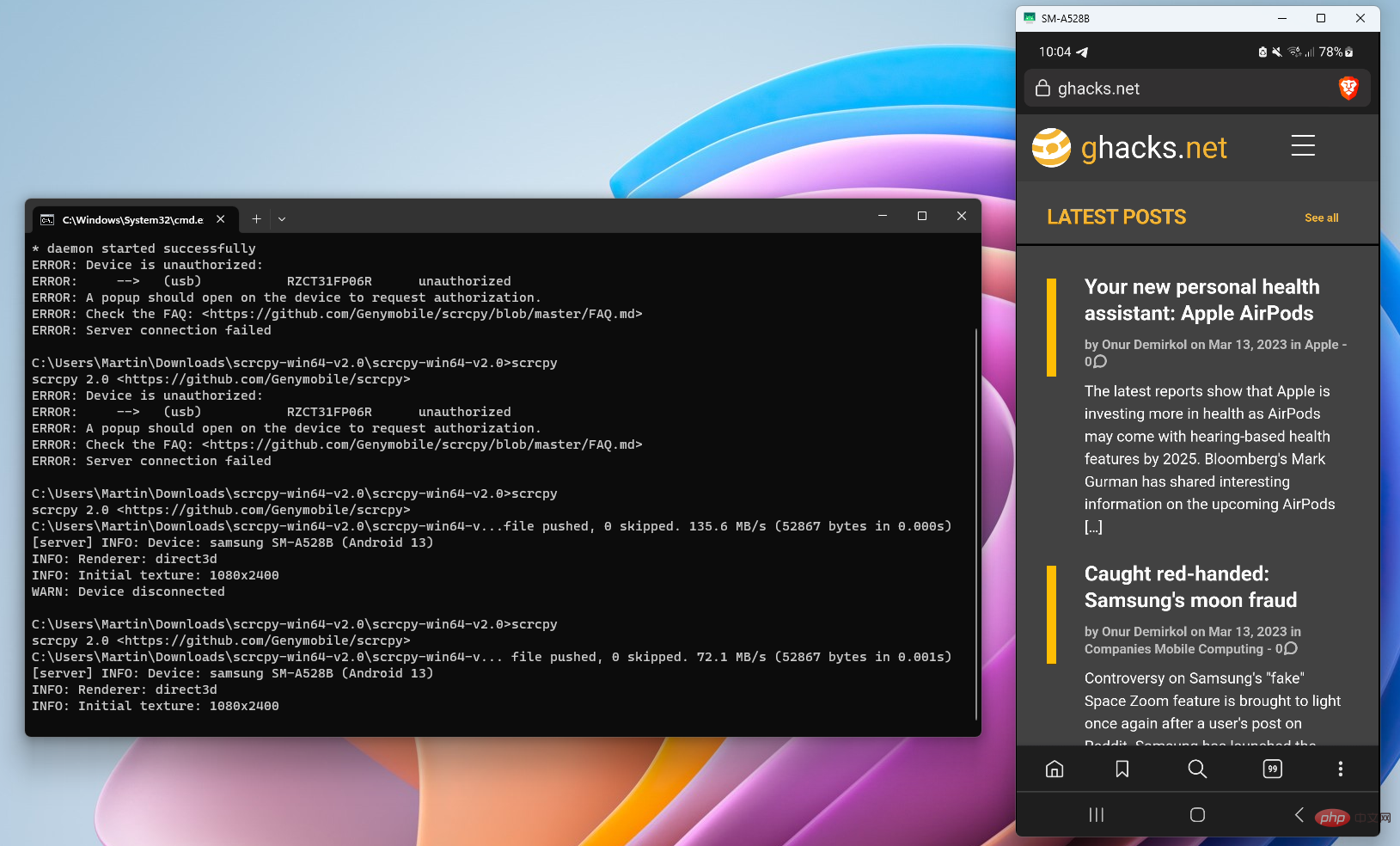 How to display and control your Android device from your desktop computer-Common Problem-php.cn