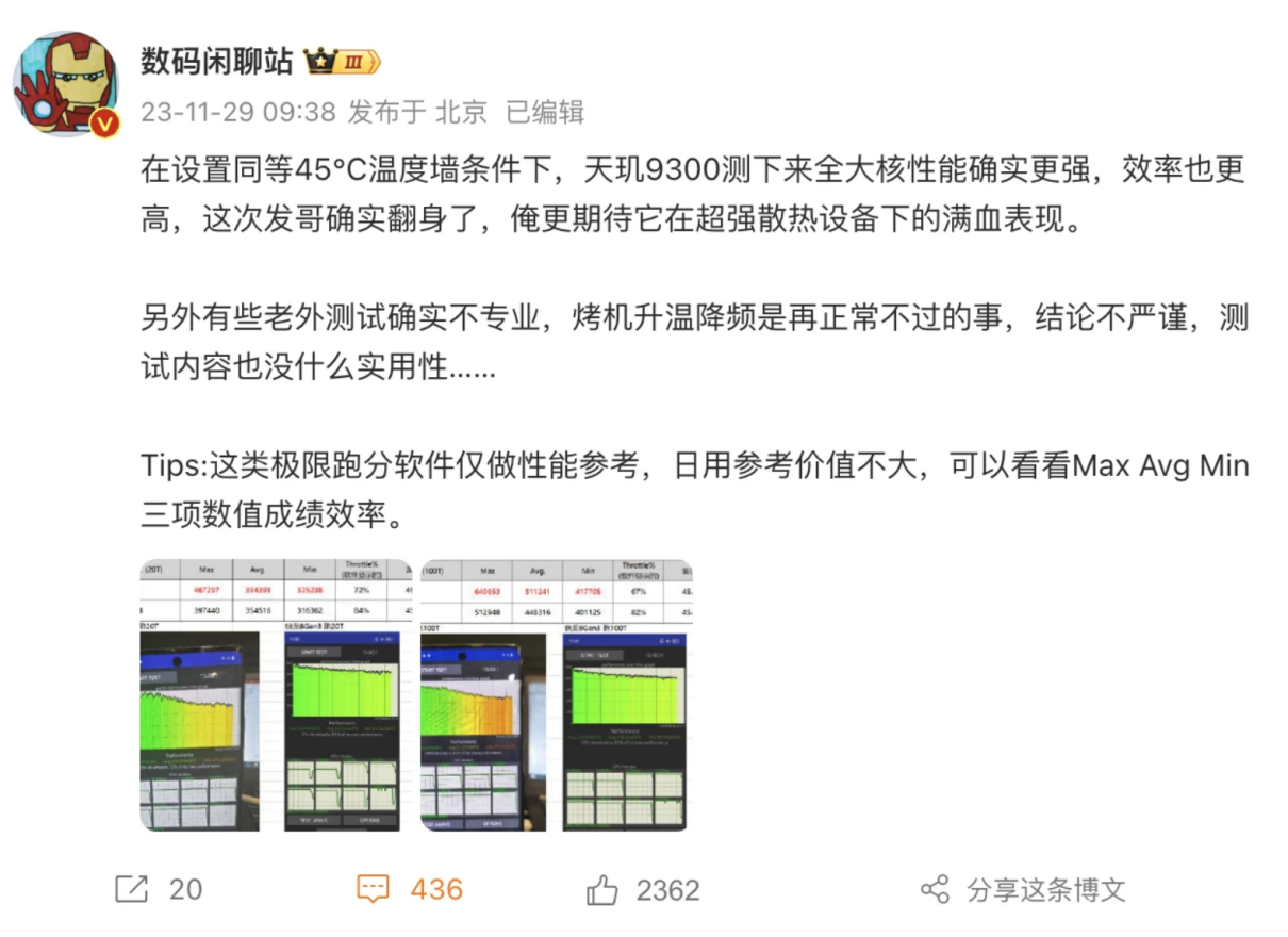 The all-big-core CPU design is truly amazing! The performance of Dimensity 9300 is indeed ...
