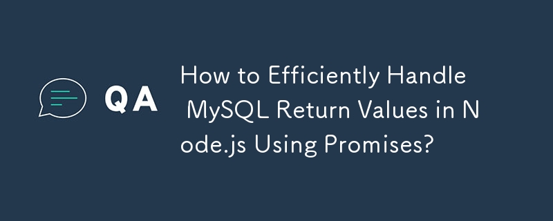 How To Efficiently Handle Mysql Return Values In Nodejs Using Promises 