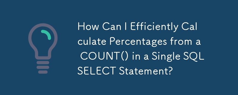 How Can I Efficiently Calculate Percentages from a COUNT() in a Single SQL SELECT Statement ...