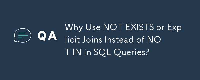 為什麼在 SQL 查詢中使用 NOT EXISTS 或明確連接而不是 NOT IN？-mysql教程-PHP中文網