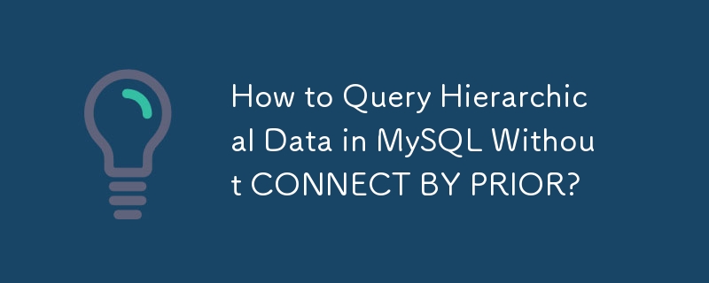 How to Query Hierarchical Data in MySQL Without CONNECT BY PRIOR?-Mysql Tutorial-php.cn