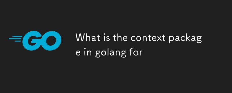 What is the context package in golang for-Golang-php.cn